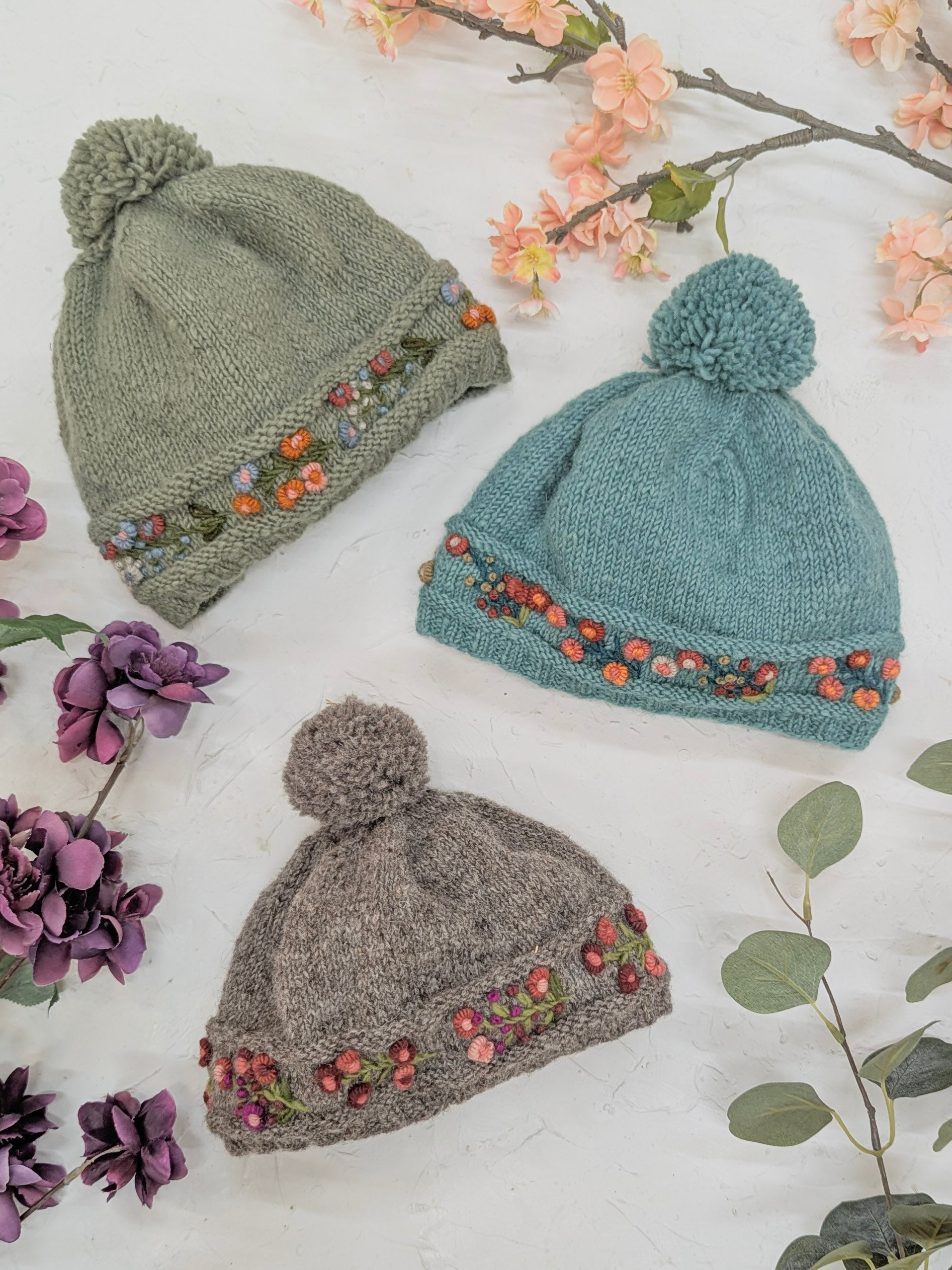 Lost Horizons Knitwear Mathilde Wool Knit Embroidered Hat handknit ...