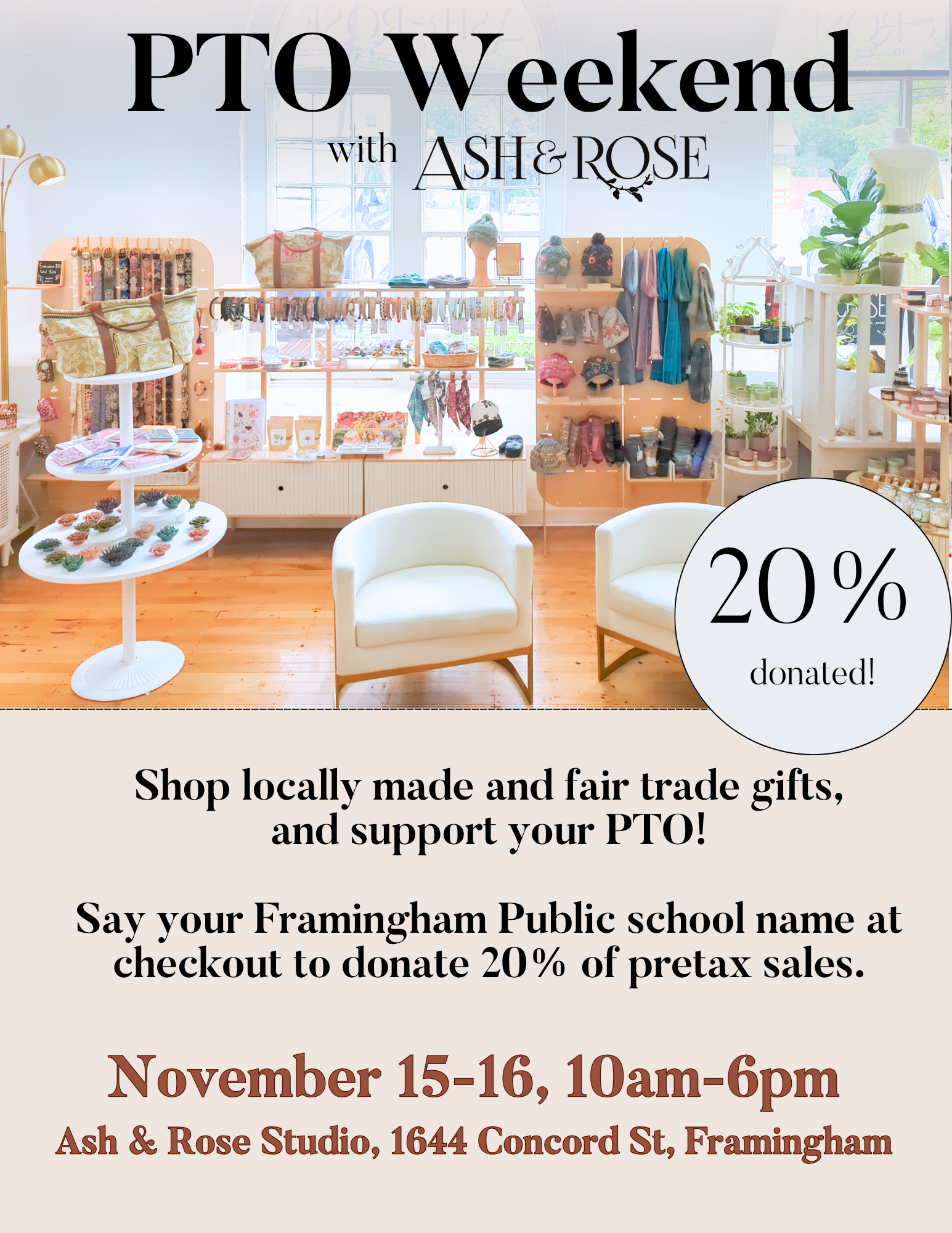 PTO Shopping Weekend - 20% Donated – Ash & Rose