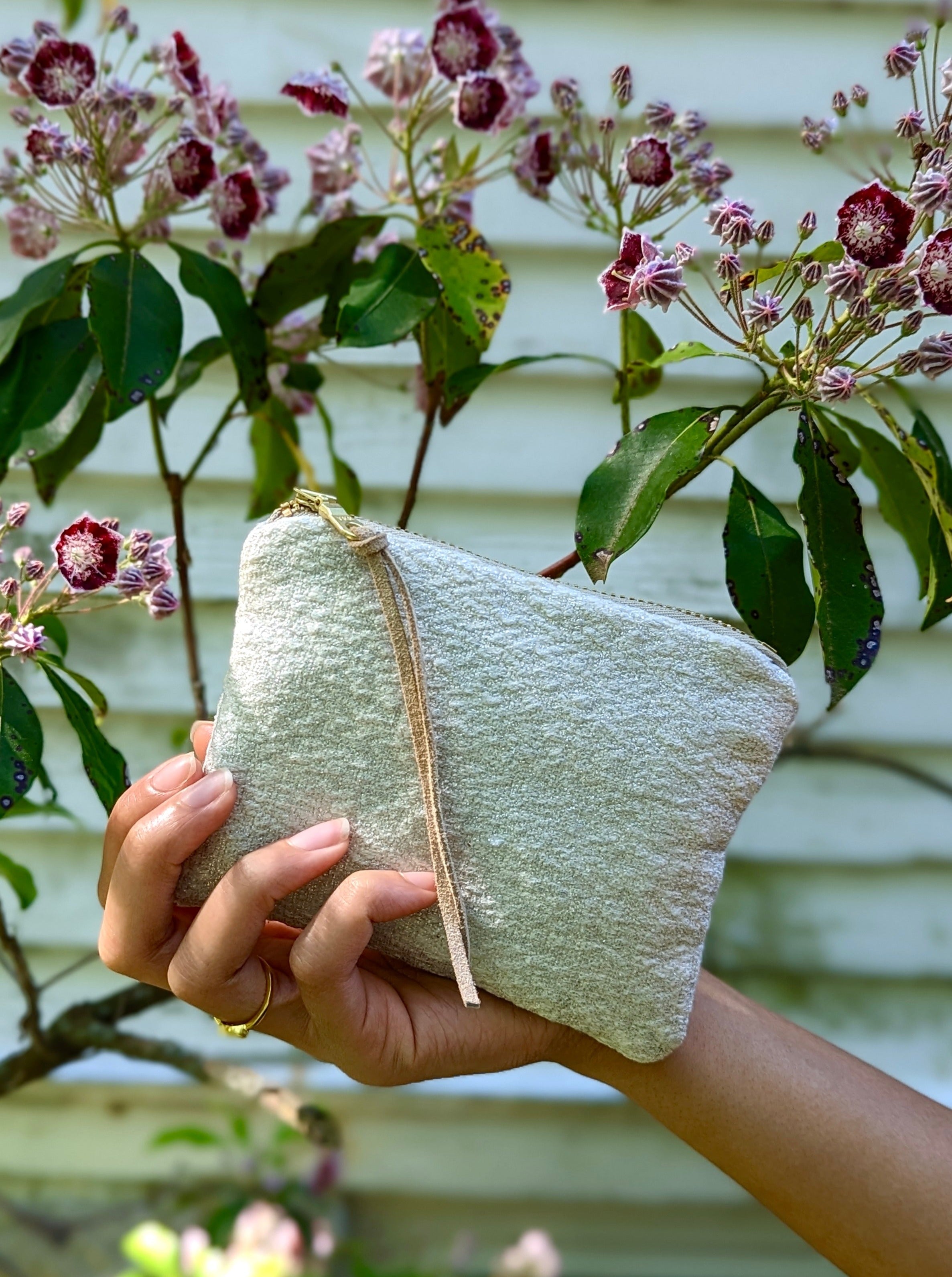 Ash & Rose Mini Arianell White Metallic Clutch Purse, Locally made in ...