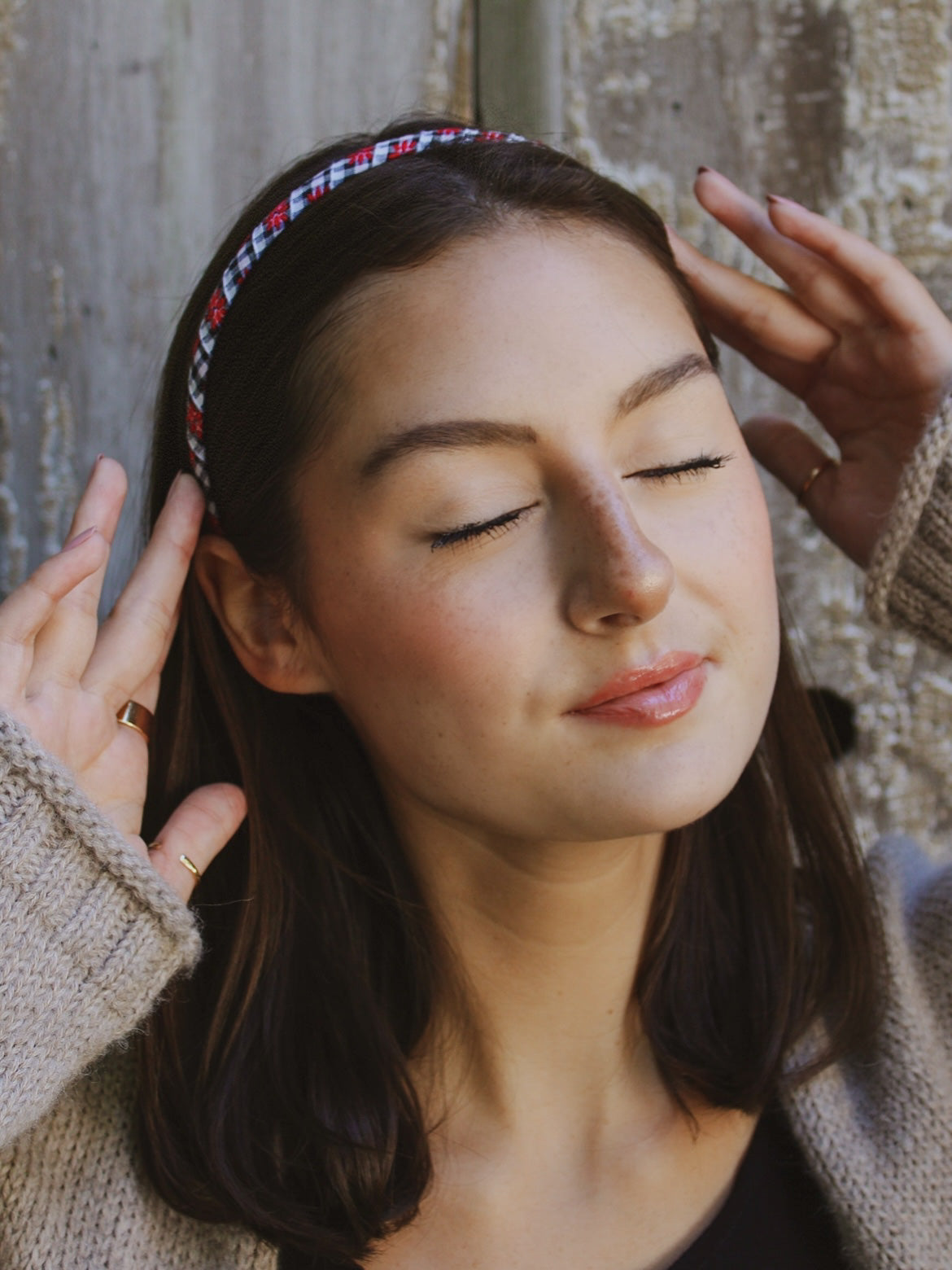 Ash & Rose Vintage Black Plaid Ribbon Prep's Cool Skinny Headband ...