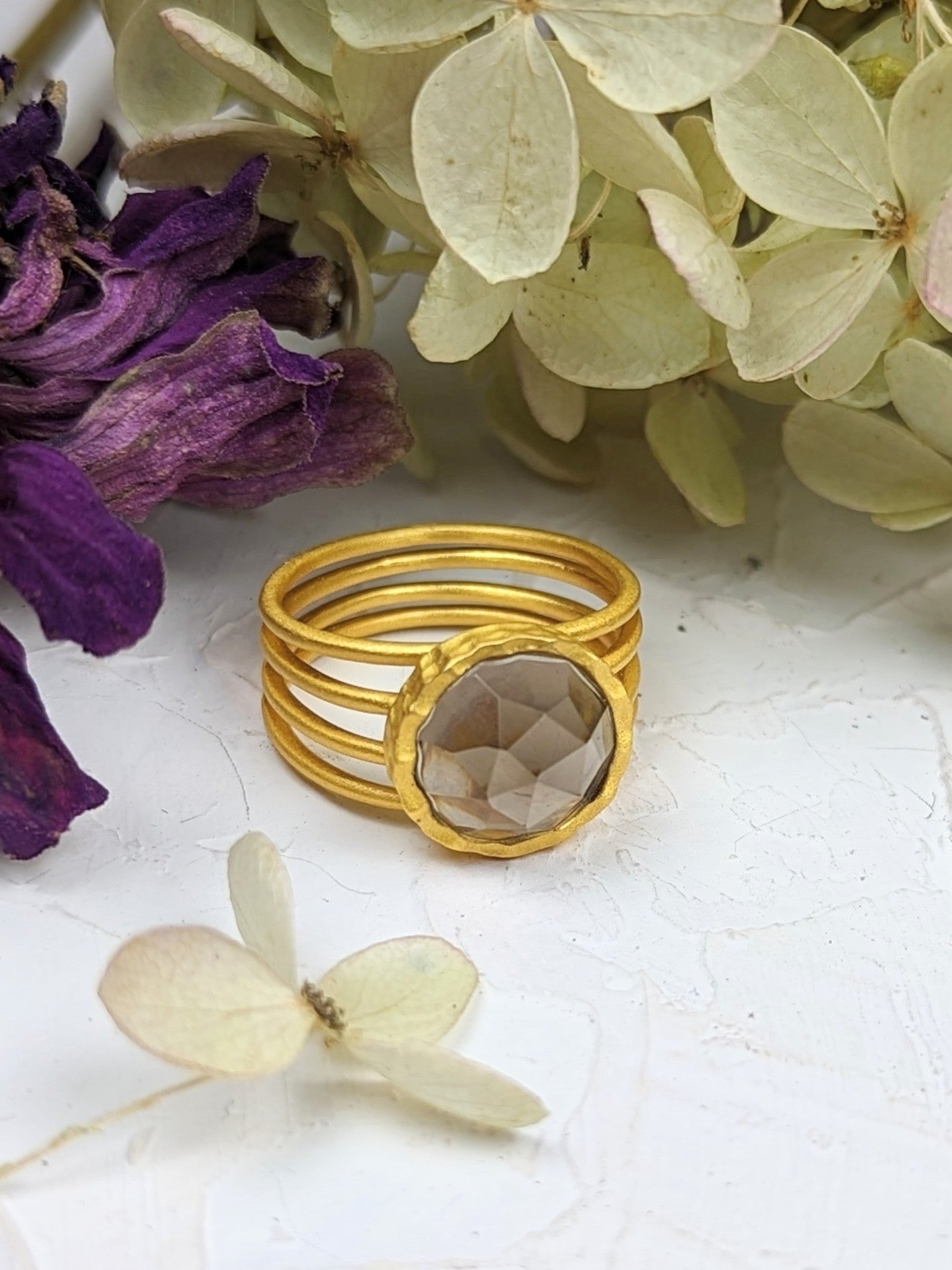 Ash & Rose Juliet's Inconstant Moon Ring - Smoky Topaz and 24kt Gold ...